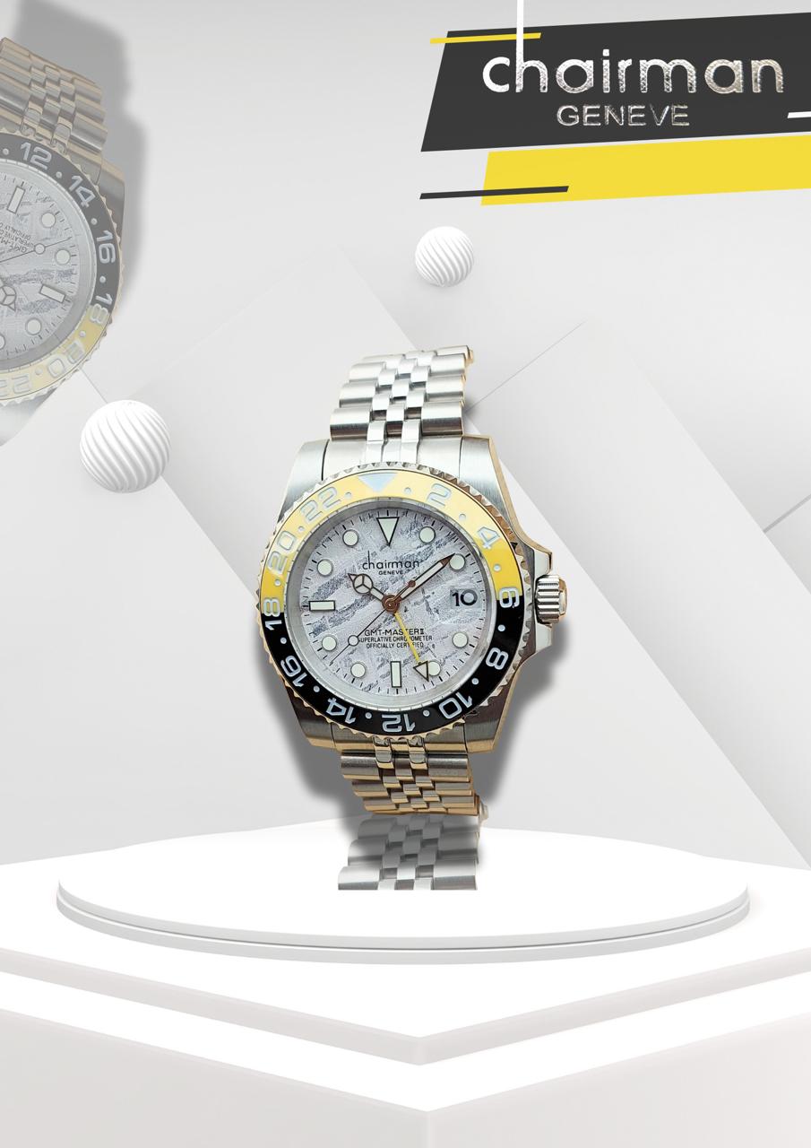 Dual Dial Watch Multi Color Swiss Made Silver Chain Strap – DealDXB